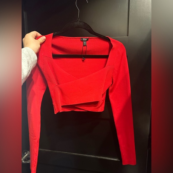 Express | Tops | Express Red Criss Cross Crop Top | Poshmark